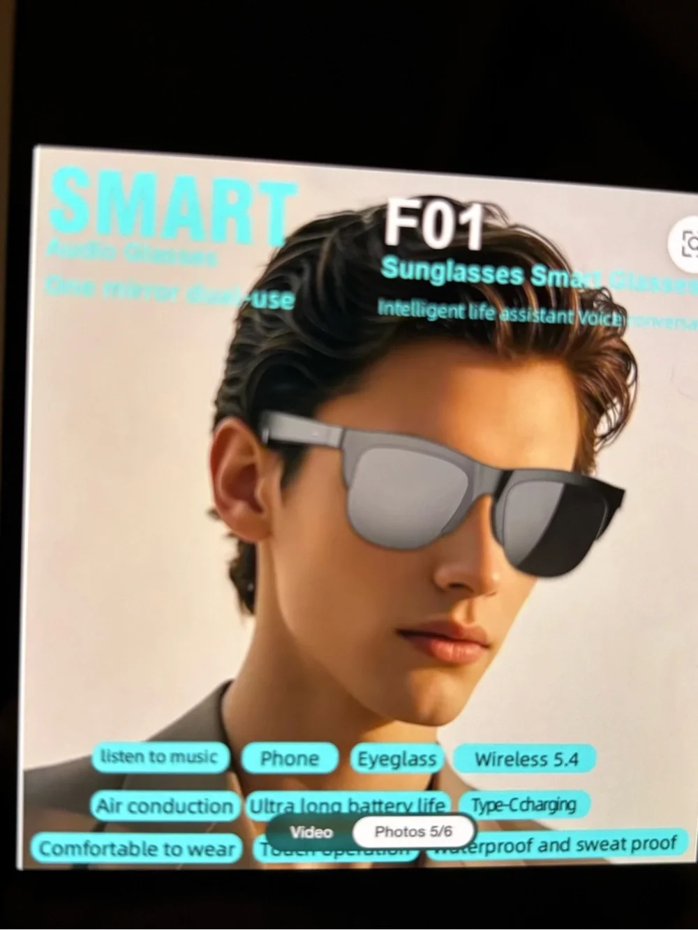 F01 | Wearables | F Smart Audio Sunglasses Black Bluetooth New | Poshmark